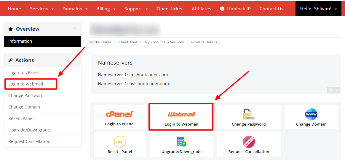 How to login to Webmail from Client Area? – ShoutCoder